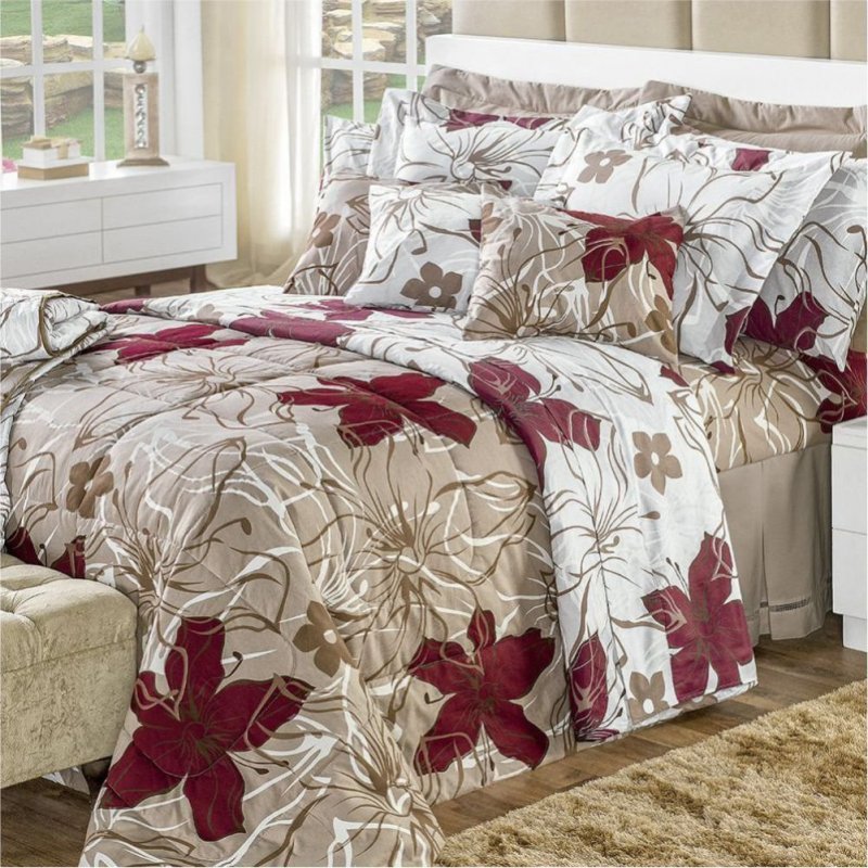 Kit Edredom Casal King 150 Fios 03 Peças Printed Essência - Vilela ...