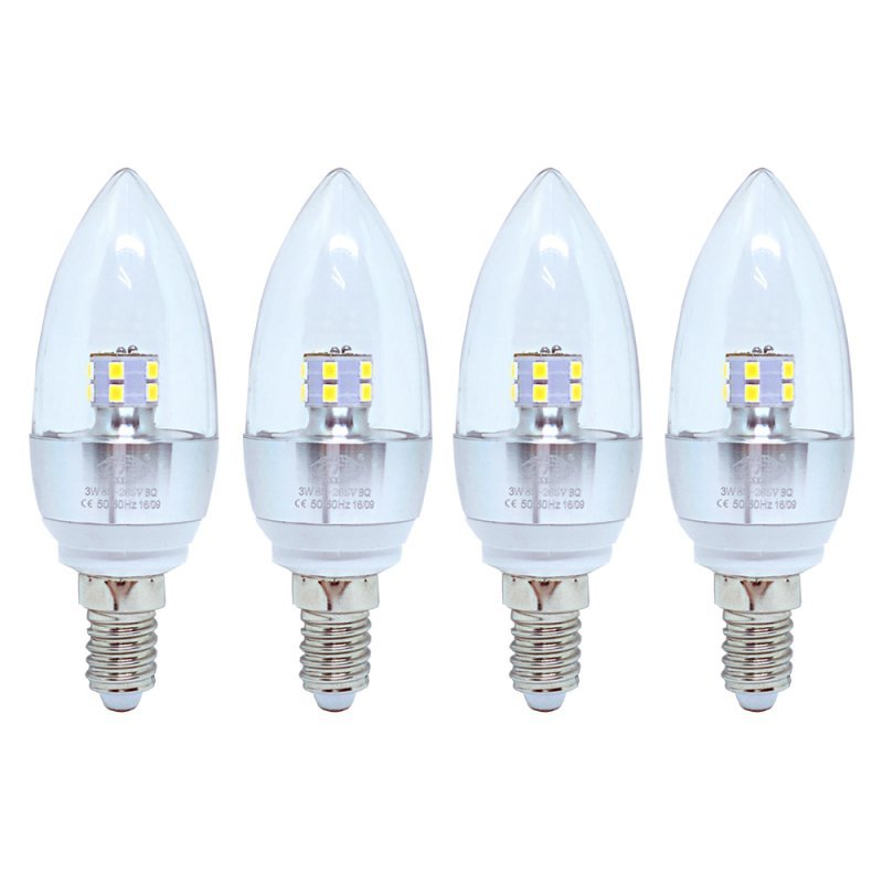 Lâmpada Led Vela 3w E14 Cristal Branco Quente 3B Kit 4 | MadeiraMadeira