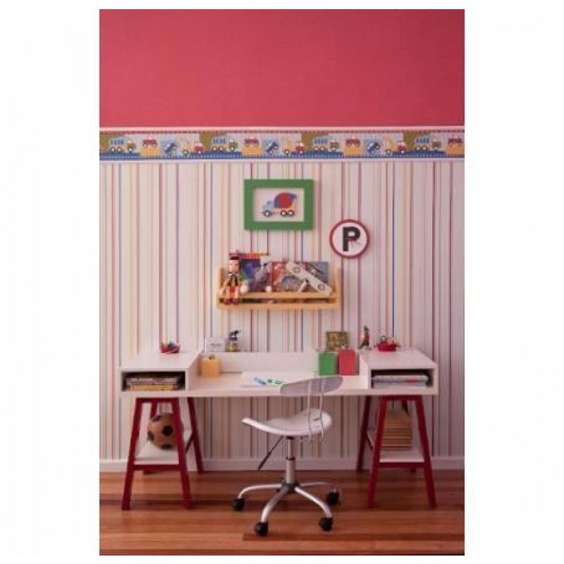 Papel de Parede Infantil Para Quarto Listras Coloridas Vinílico Vanessa ...