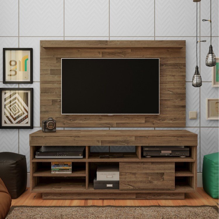 Rack com Painel para TV até 47 Polegadas 2 Prateleiras Roma Moderno ...
