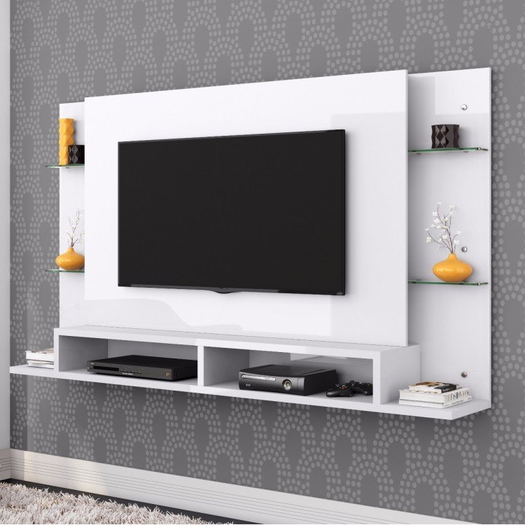 Painel para TV até 55 Polegadas com Bancada Malbec Belaflex Branco em ...
