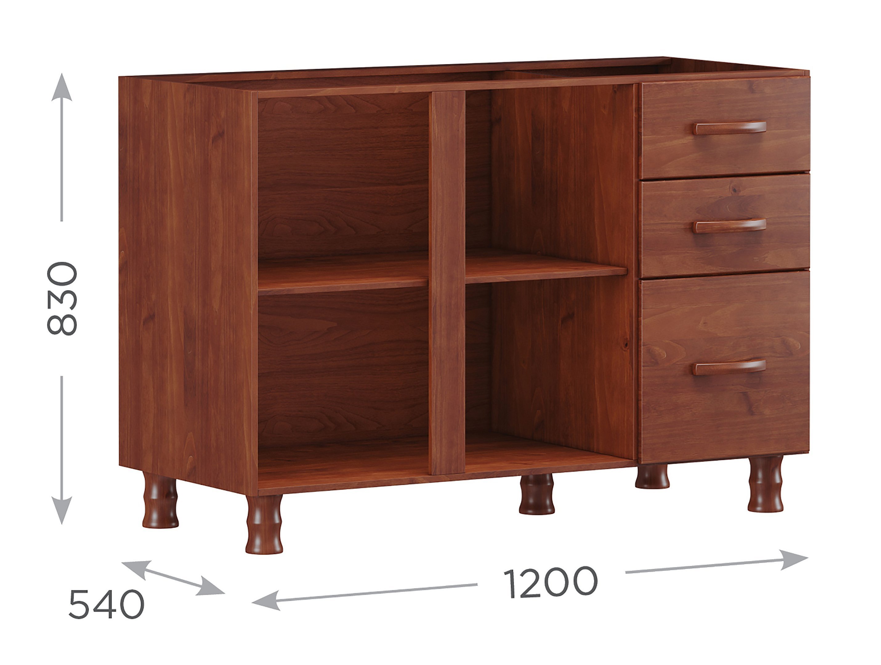 Balcão Para Cozinha 2 Portas 3 Gavetas Bronze Finestra | MadeiraMadeira