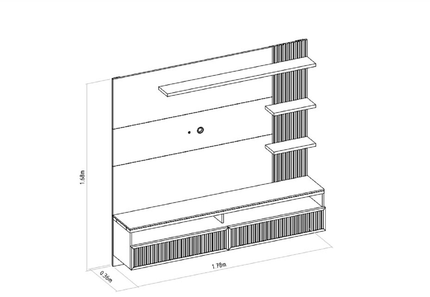 Painel para TV até 55 Polegadas 2 Portas 3 Prateleiras Dumont Linea ...