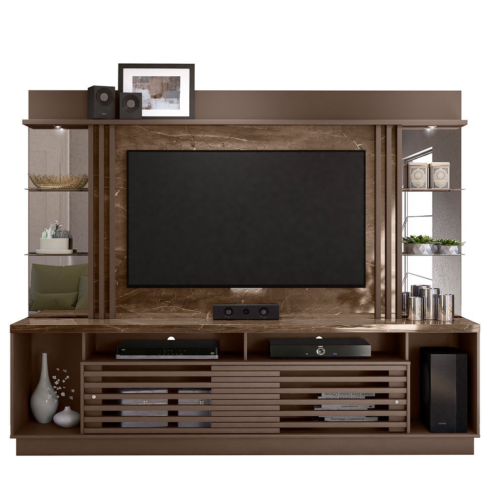 Estante Home para TV até 55 Polegadas 2 Portas 4 Nichos 5 Prateleiras ...