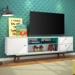 Rack para TV até 47 Polegadas 1 Porta 2 Gavetas Retrô 80 Olivar Branco ...