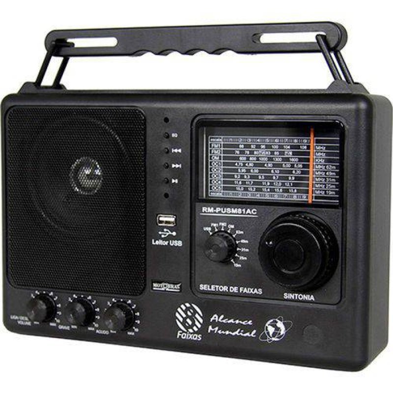 Rádio Portátil Motobras 8 Fxs. Mod. Rm-pusm-81ac | MadeiraMadeira