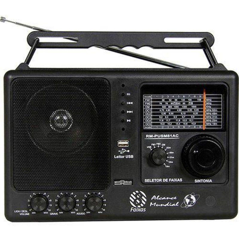 Rádio Portátil Motobras 8 Fxs. Mod. Rm-pusm-81ac | MadeiraMadeira