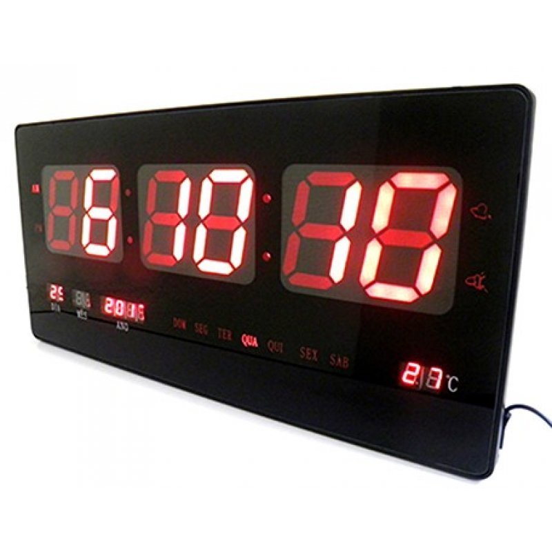 Relogio De Parede Digital De Led Com Alarme Data Temperatura (bsl-rel-54) | MadeiraMadeira