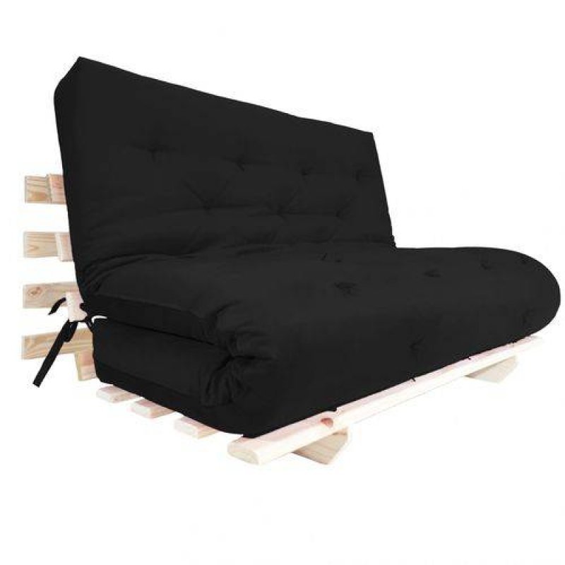 Sofa Cama Casal Futon Oriental Preto Com Madeira Maciça. | MadeiraMadeira