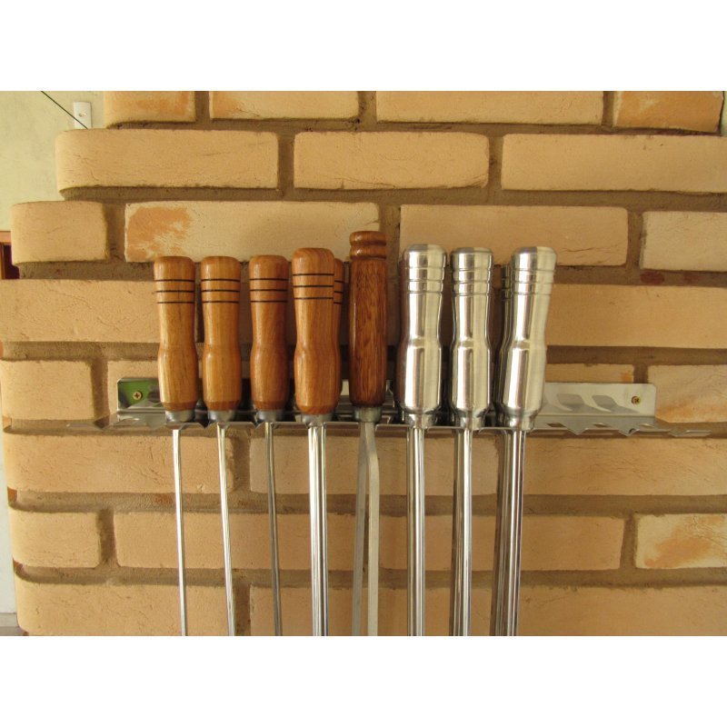 Suporte para Espeto de parede em Inox- capacidade 12 espetos ...