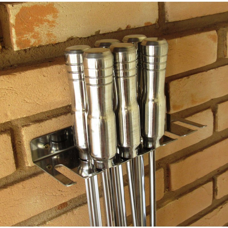 Suporte para Espeto de parede em Inox- capacidade 6 espetos ...